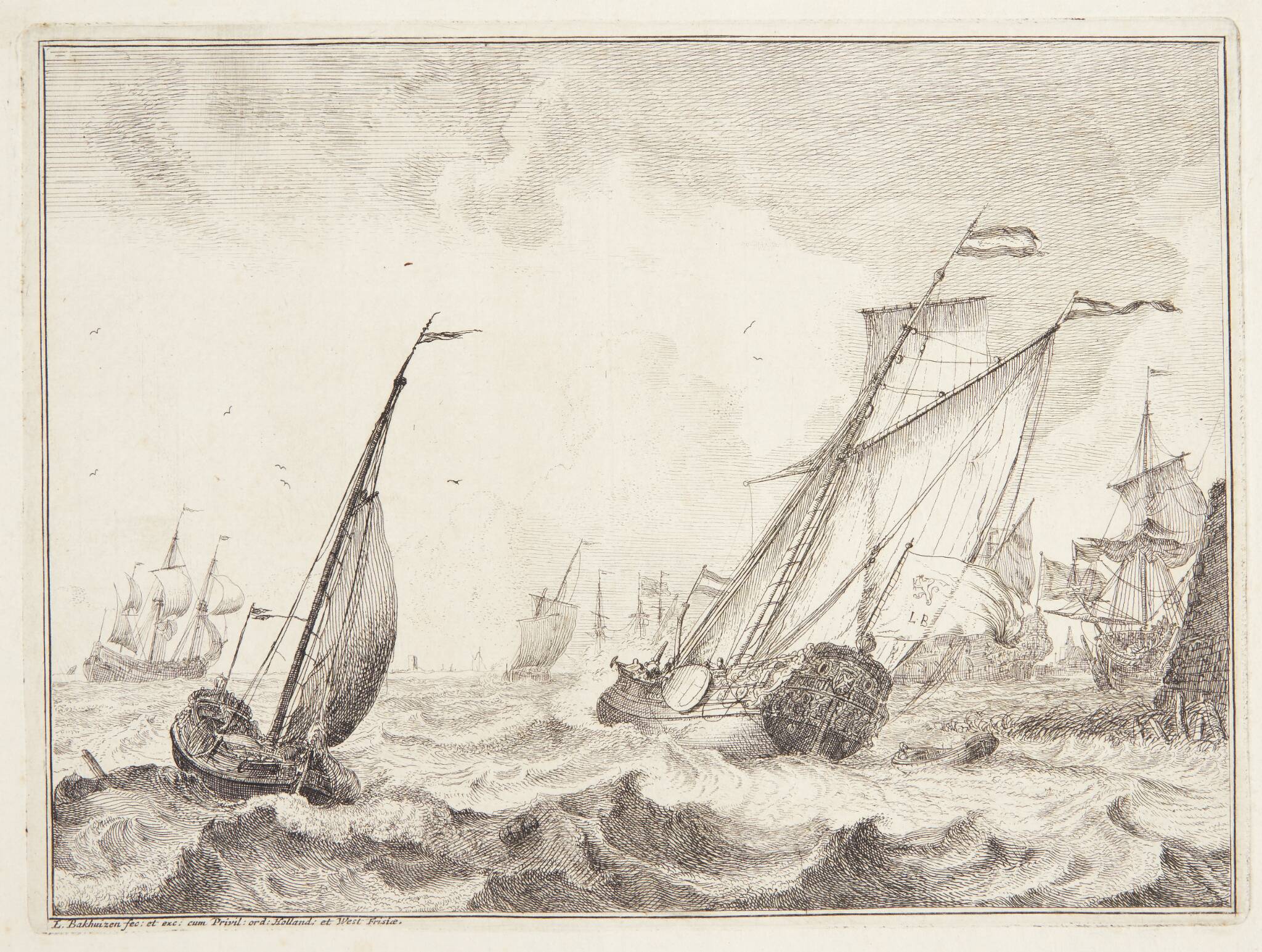 Skibe ud for den hollandske kyst, 1701, Ludolf Bakhuizen | SMK Open
