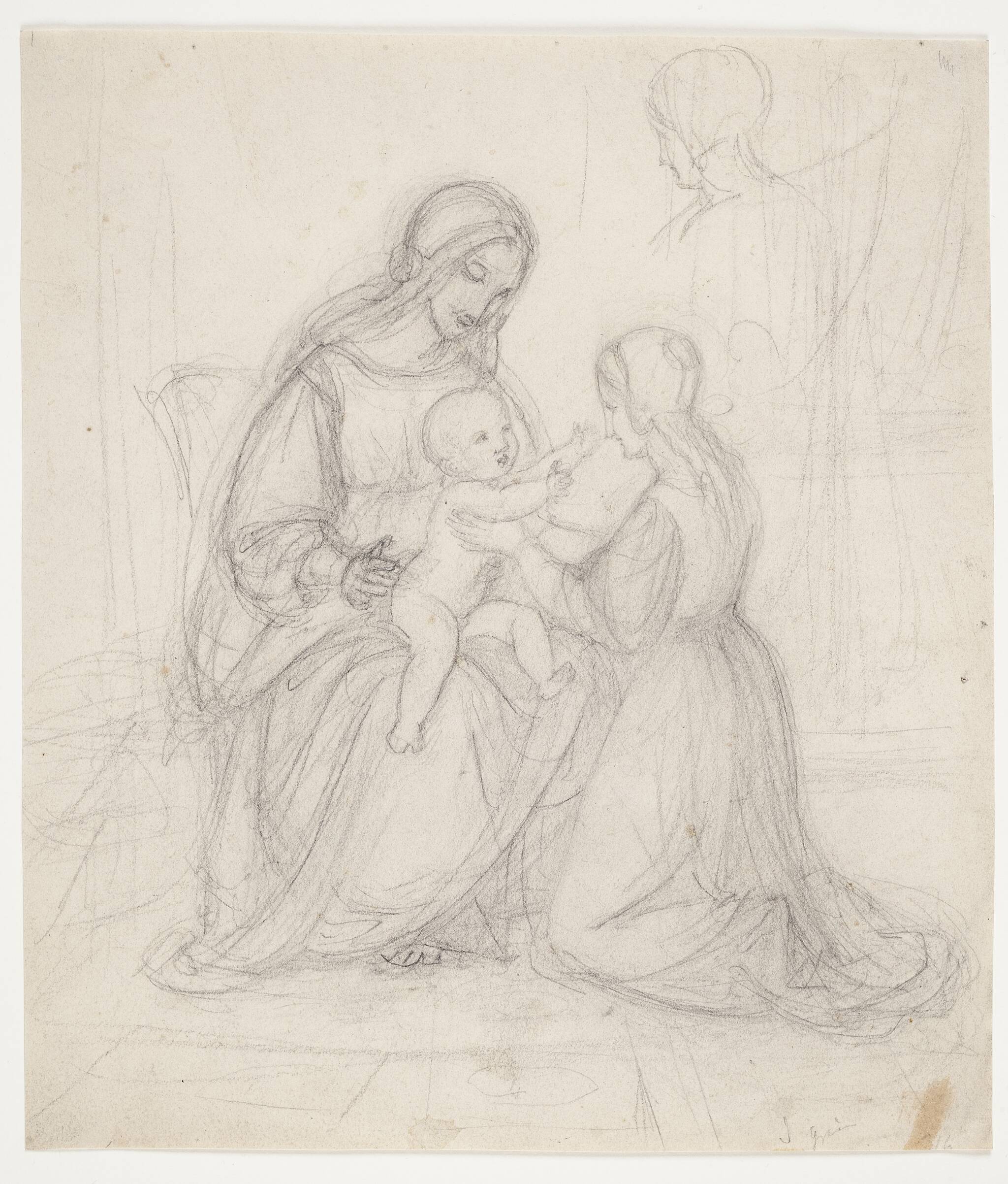 Siddende madonna med barn og knælende kvinde, 1777 – 1867, J.L. Lund ...