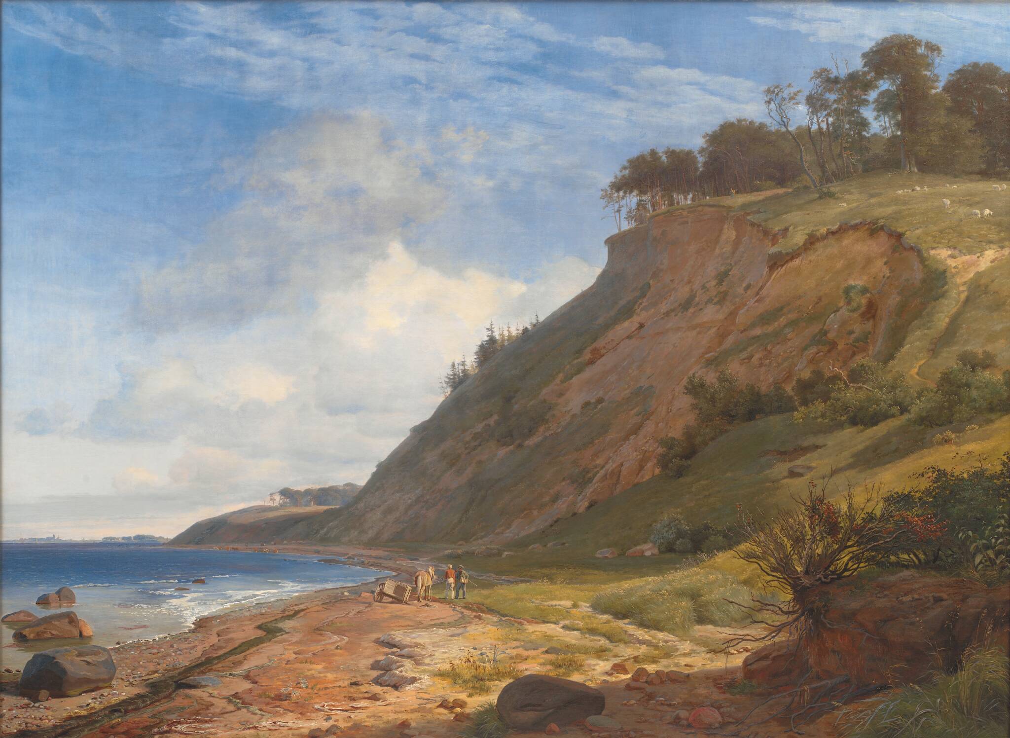 En dansk kyst. Motiv fra Kitnæs ved Roskilde Fjord, 1843, Johan Thomas ...