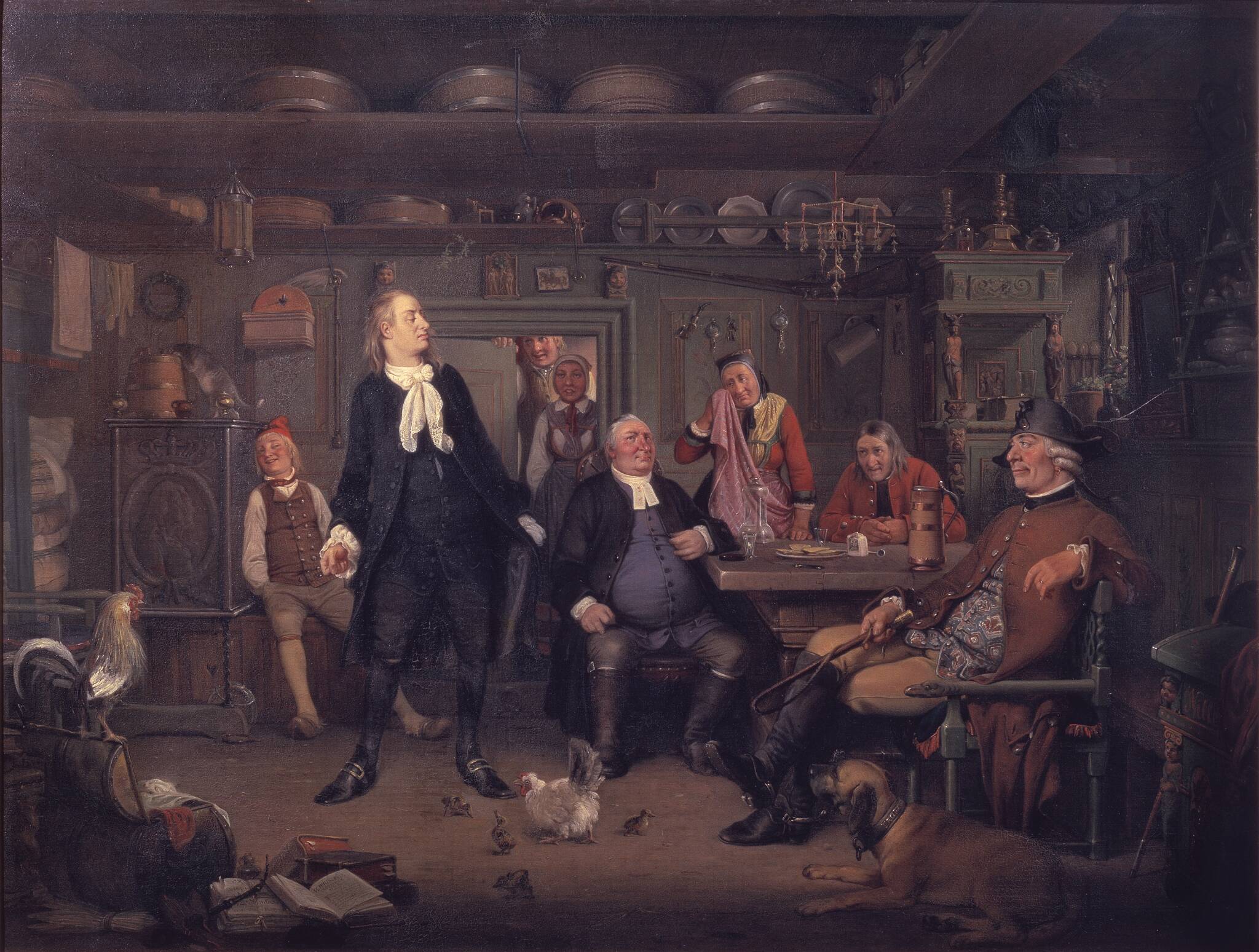 Fra Ludvig Holbergs "Erasmus Montanus", III akt, 3. scene, 1844 ...