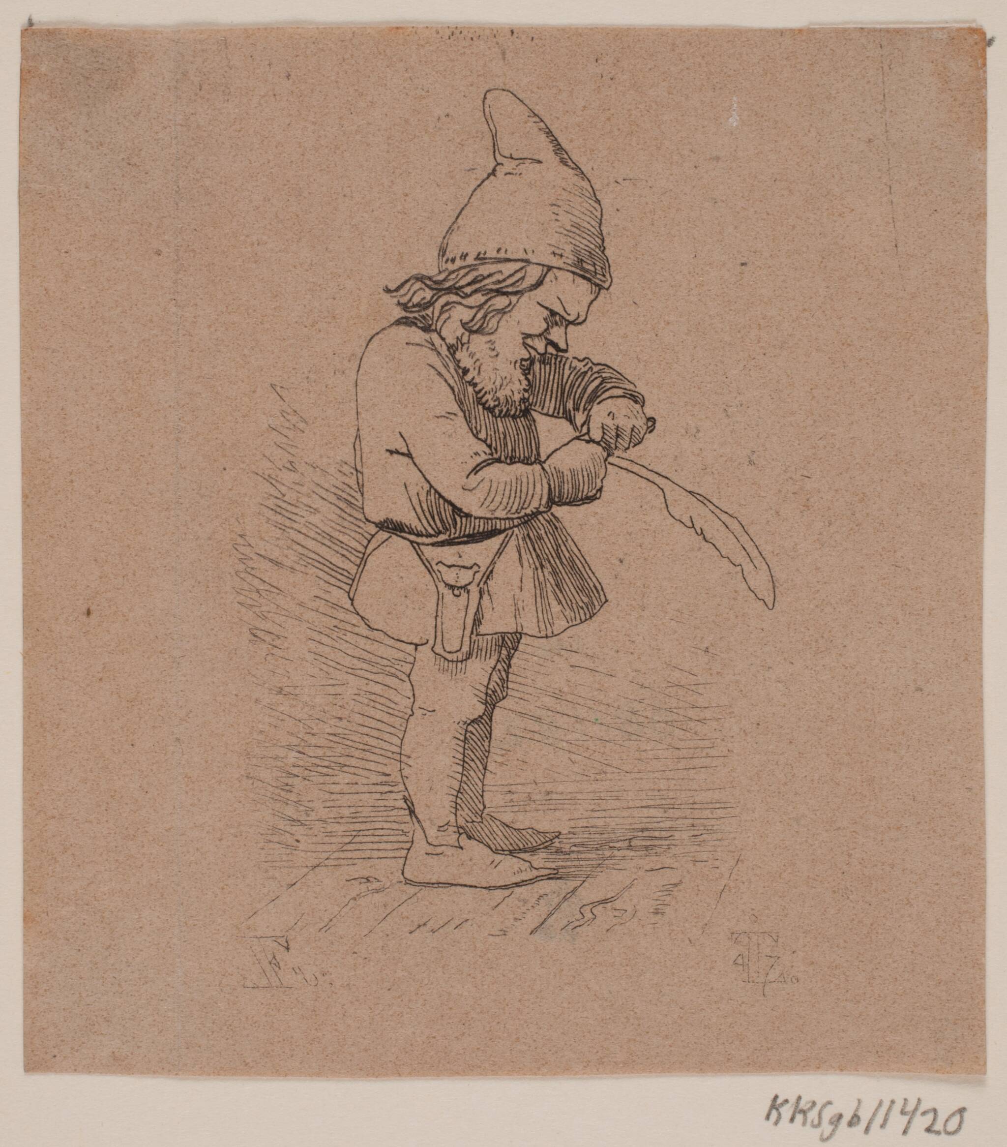 Nisse, der skærer en pen, 1847, Johan Thomas Lundbye | SMK Open