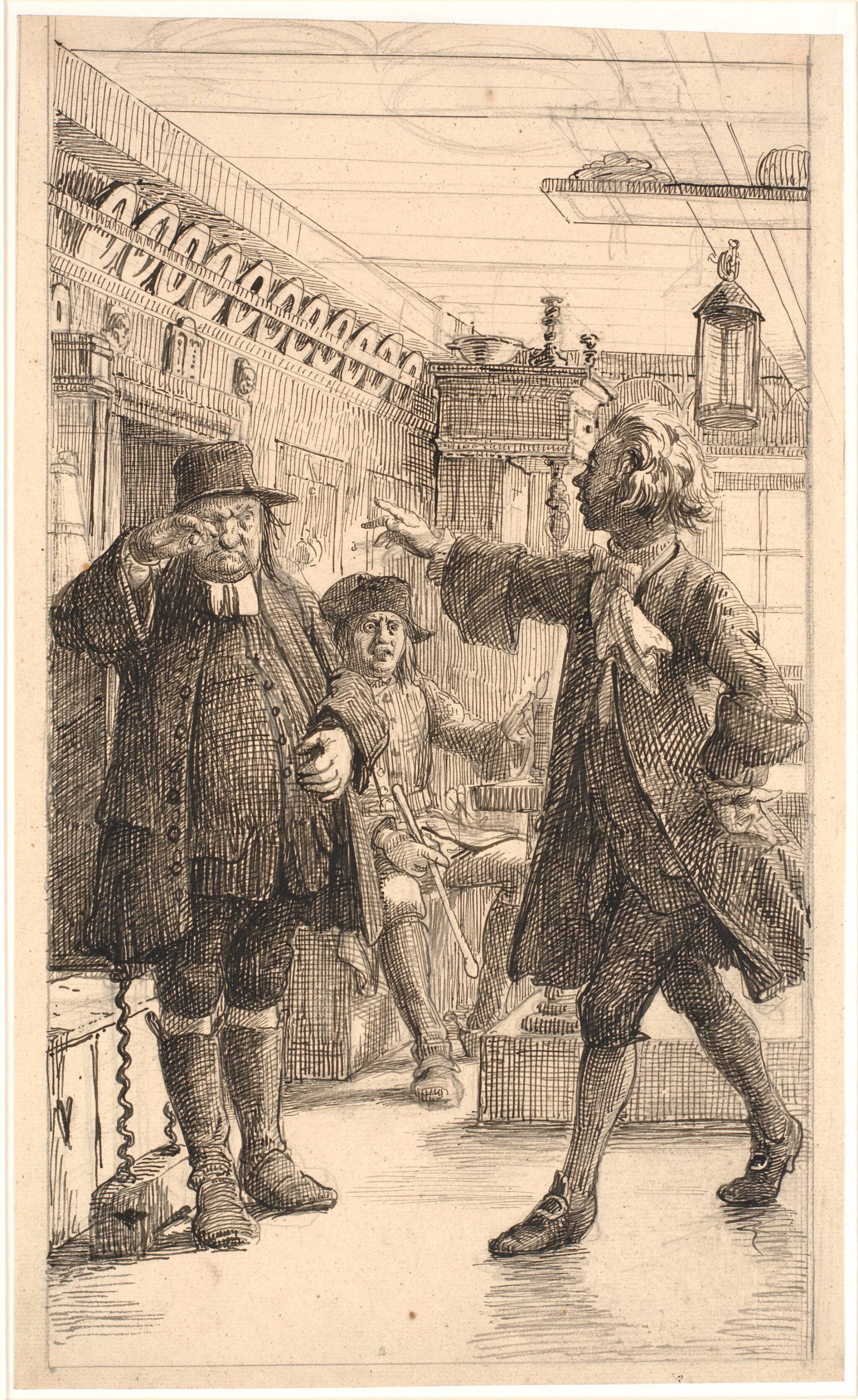 Erasmus Montanus beviser, at Per Degn er en hane, 1865 – 1873, Wilhelm Marstrand | SMK Open