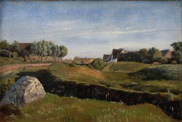 Sjællandsk landskab. Åben egn i det nordlige Sjælland, 1842, Johan ...